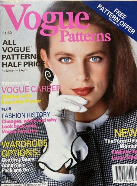 Laetitia Firmin Didot Vogue Patterns Magazine March 1988 Cover Photo