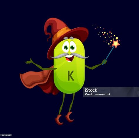 Cartoon Potassium Kalium Micronutrient Warlock Stock Illustration