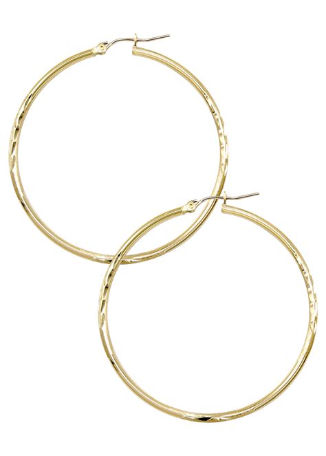 10k Womens Gold Hoop Earrings Customizable Size