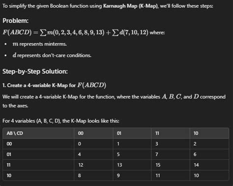 Simplify The Following Using K Map F Abcd Em 0 2 3 4 6 8 9 13 Ed 7