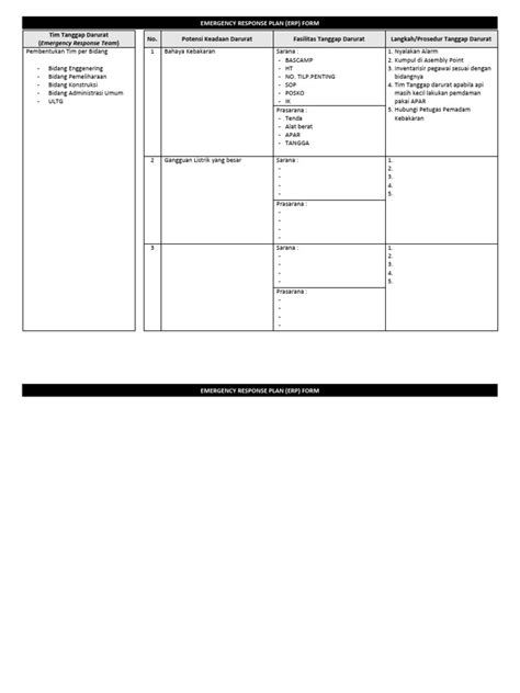 Formulir Rencana Tanggap Darurat Pdf
