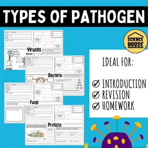 Pathogen Types Viruses Bacteria Fungi And Protist Diseases Worksheets