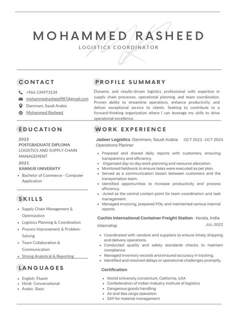 Mohammed Rasheed Pdf Logistics Supply Chain