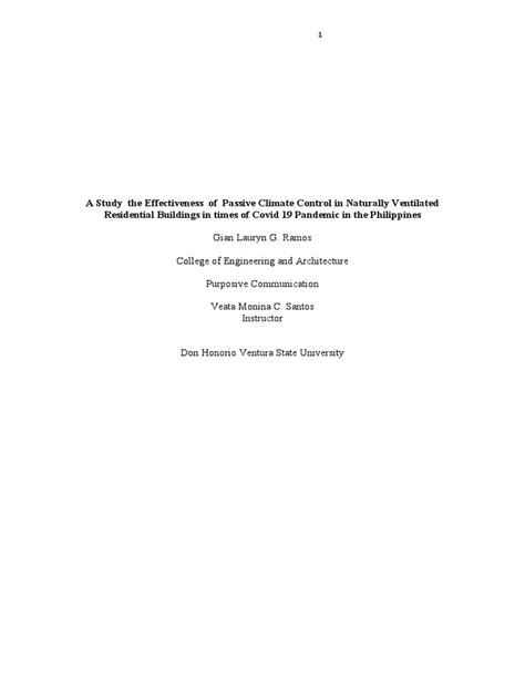 The Effectiveness Of Passive Climate Control In Pdf Green Building