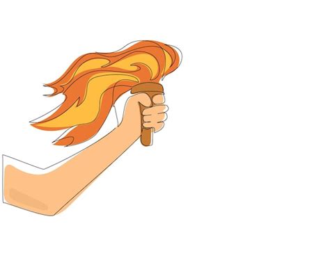 Premium Vector Single Continuous Line Drawing Torch In Hand Torch