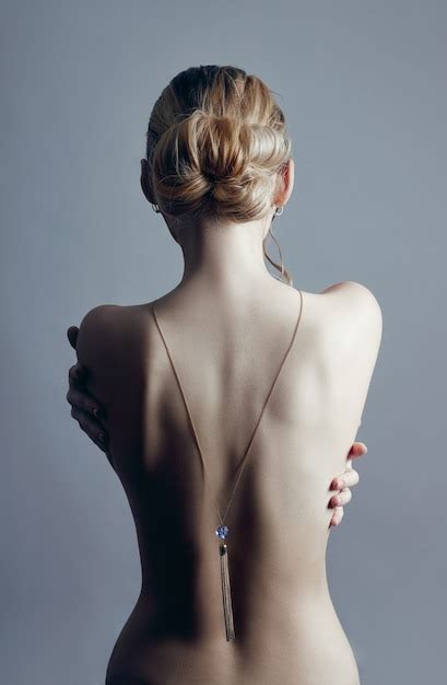 Premium Photo Art Nude Fashion Nude Back Blonde Woman On Grey