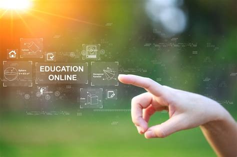 Premium Photo Hand Pressing Buttons Virtual Screen On Natural Green