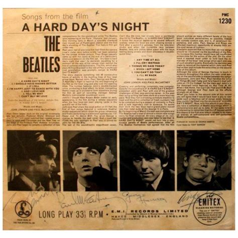 Beatles Genuine Signed A Hard Days Night Album Cover At 1stdibs
