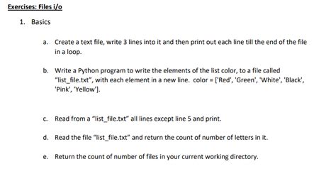Solved Basics A Create A Text File Write 3 Lines Into It