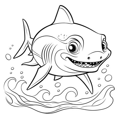 Adorable Shark Adventure Página Para Colorear Para Niños Con Un Lindo