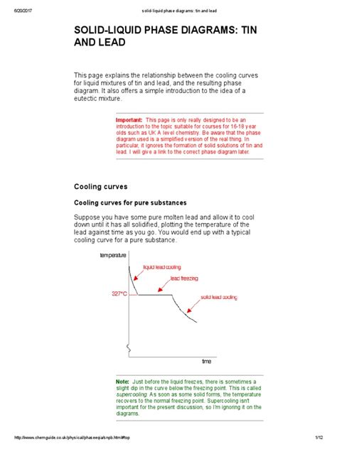 Solid Liquid Phase Diagrams Tin And Lead Pdf Melting Point Freezing