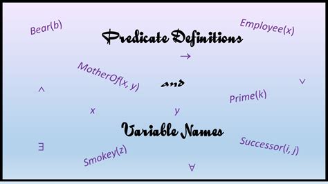 Predicate Definitions And Variable Names Youtube