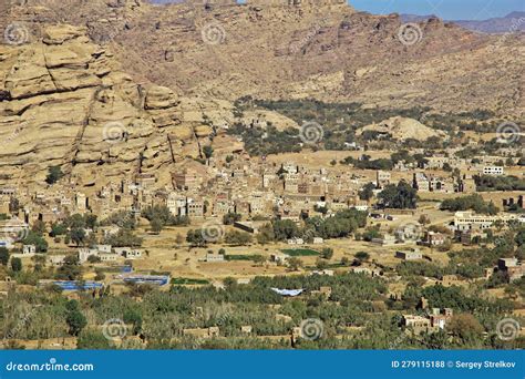 The View On Mountains In Dar Al Hajar Rock Palace Close Sanaa Yemen