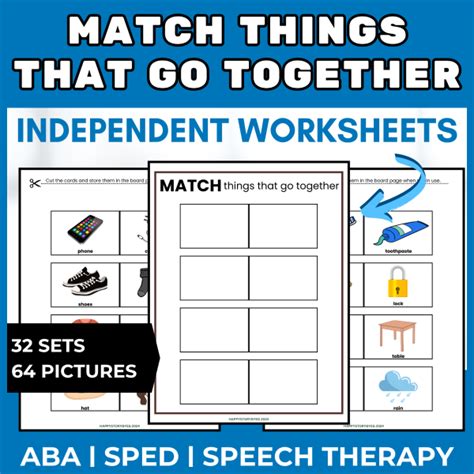Matching Things That Go Together 32 Sets Of Associated Pairs Worksheet