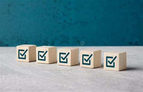 Checkbox Symbols On Wooden Cubes Stock Image Image Of Checkmark