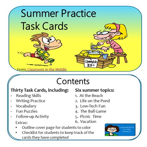 Summer Practice Task Cards