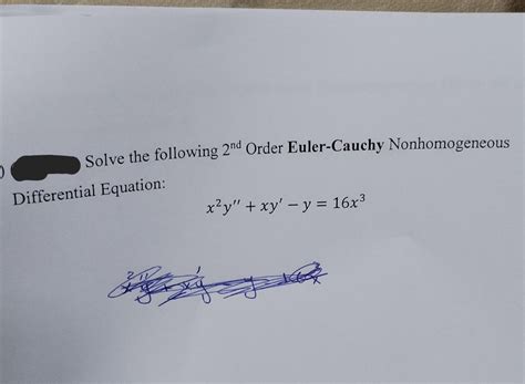 Answered Solve The Following 2nd Order Euler Cauchy Nonhomogeneous
