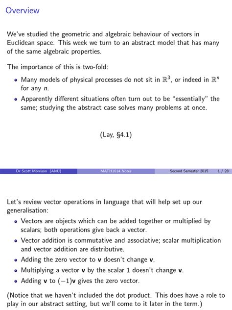 math1014 linearalgebra lecture05 slides pdf vector space linear