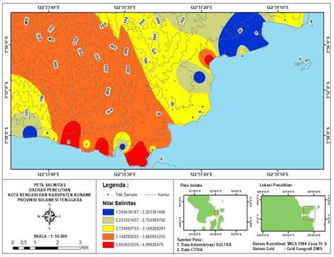 Salinity Distribution Map Of Coastal Area Of Kendari District