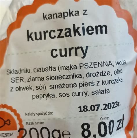 Kanapka Z Kurczakiem Curry Ślimak Kalorie Kj I Wartości Odżywcze Dine4fitpl
