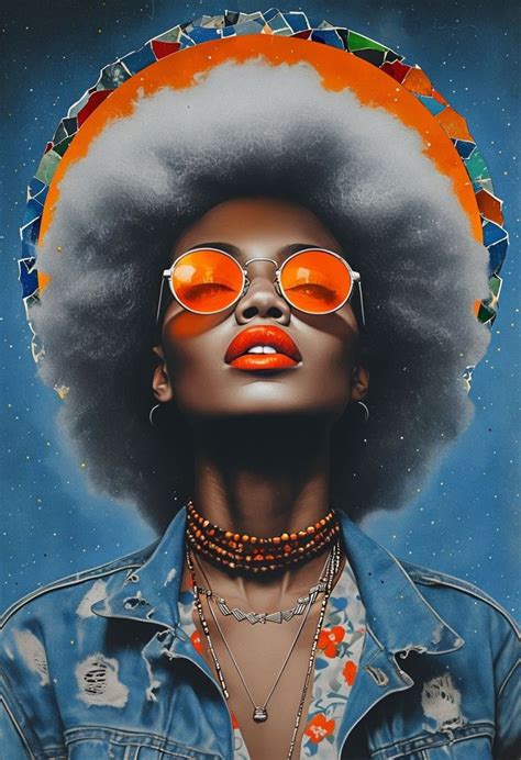 Woman With Afro Hair Wearing Sunglasses Against Starry Background