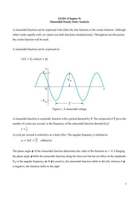 EE Chapter Sinusoidal Steady State Analysis A Sinusoidal