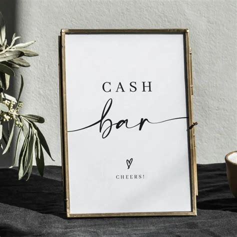 Modern Calligraphy Wedding Cash Bar Sign Zazzle