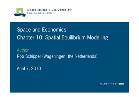 Chapter 10 Spatial Equilibrium Modelling Pdf