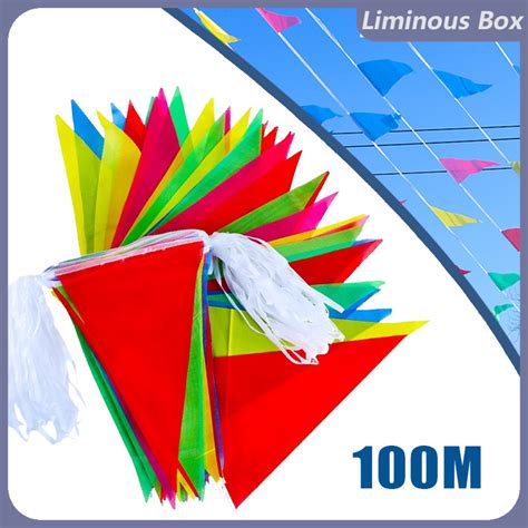 100 Meter Triangle Banner Banderitas Flag Colorful Triangle Flags Festival Decorations Bunting
