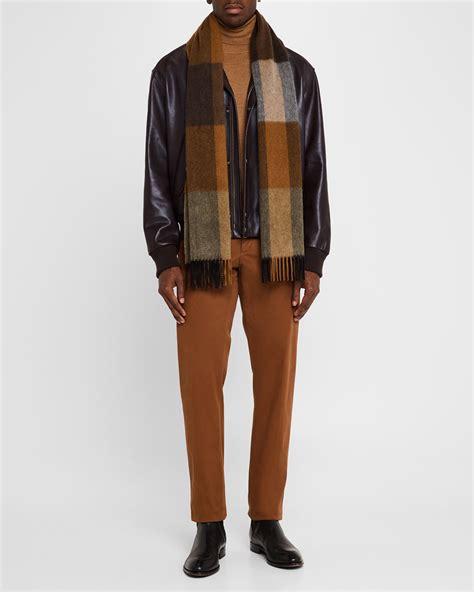 Zegna Mens Oasi Cashmere Plaid Scarf Neiman Marcus