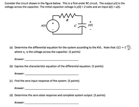 Consider The Circuit Shown In The Figure Below This Is A First Order
