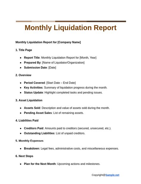 22 Free Liquidation Report Samples To Download