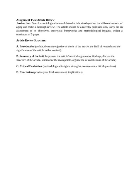 Article Review Assignment Guideline Sg Pdf