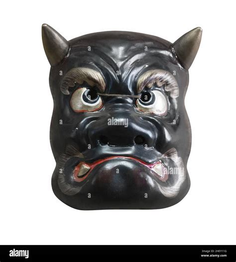 Traditional Japanese Mask Of A Demon Kabuki Mask Isolated On White