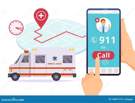 Emergency Call 911 Concept Hand Holding Mobile Phone Vector