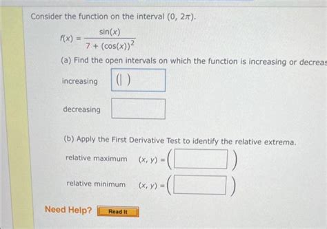 Solved Consider the function on the interval π Chegg