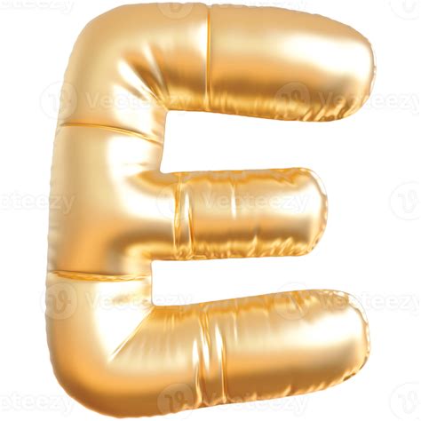 Gold Bubble Letter E Font 3d Render 36305708 Png
