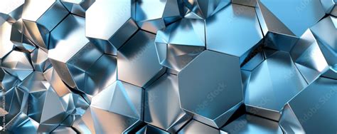 Abstract Geometric Background Showcasing Overlapping Hexagons And Triangles In Metallic Silver