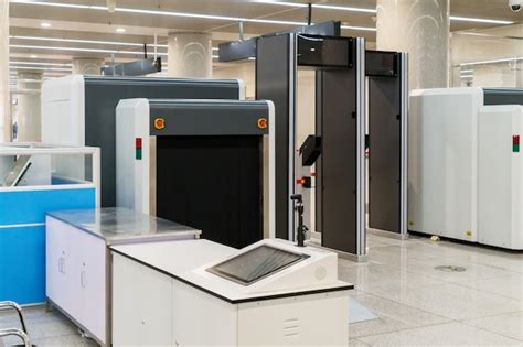 Airport Security Check Point With Metal Detector Premium Photo