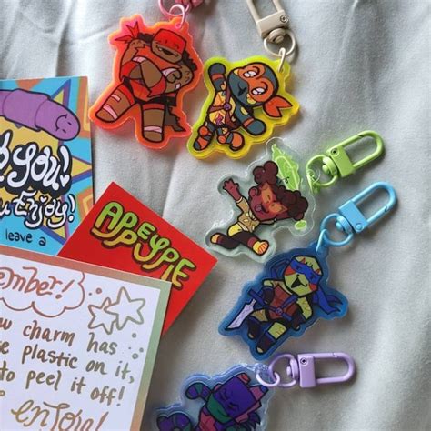 Silly Tortoise Characters Acrylic Charms Etsy