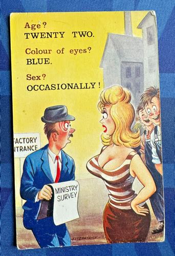 Saucy Bamforth Comic Postcard 1960s Big Boobs Ministry Survey Age Eye Colour Sex Ebay
