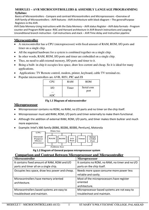 Mc M1 Module1 Avr Microcontrollers And Assembly Language Programming