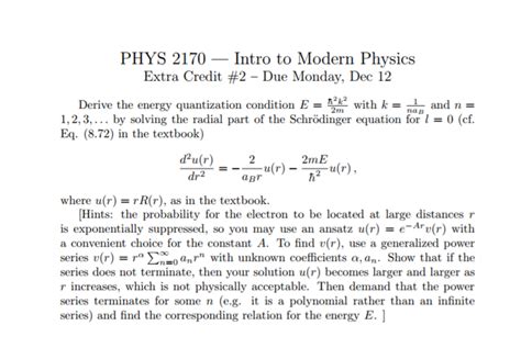 Solved Derive The Energy Quantization Condition E