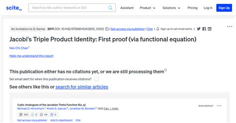 Jacobis Triple Product Identity First Proof Via Functional Equation Scite Report