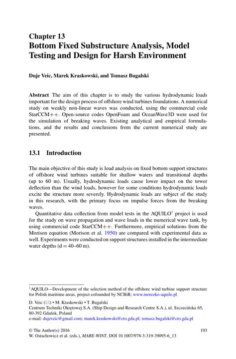 Pdf Bottom Fixed Substructure Analysis Model Testing And Design For