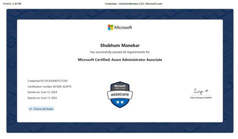 Shubham Manekar On Linkedin Azure Microsoft Certification