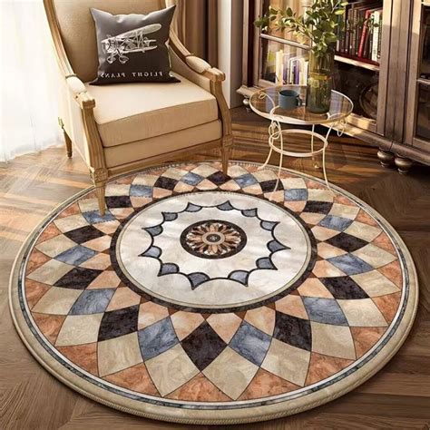European Classical Palace Style Round Carpet For Living Room Big Size