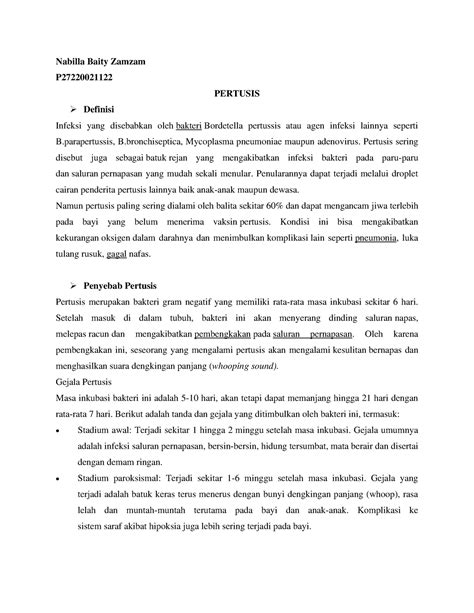 2ad4 24 Nabilla Baity Zamzam Nabilla Baity Zamzam P Pertusis Definisi Infeksi Yang Disebabkan