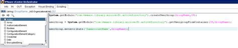 vco active directory create user group action does not populate