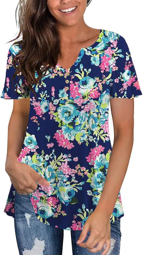 بلوز تونیک گلدار 12 متری تاب آستین کوتاه زنانه Tralilbee سایز پلاس